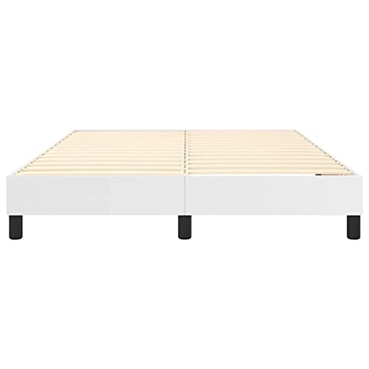 vidaXL Box Spring Bed Frame Home Indoor Bedroom Bed Accessory Wooden Upholstered Double Bed Base Furniture White 59.8"x79.9" Queen Faux Leather