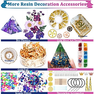 Resin Mold Kit for Beginners - 125pcs with Sphere, Pyramid, Earring Necklace Molds and Epoxy Resin Supplies/Resin Ink/Dried Flowers for Epoxy Resin Making