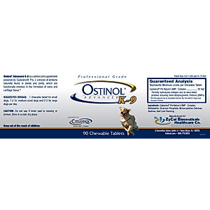 Ostinol Advanced K-9. Dogs Bone & Joint Supplement. Stem Cell Activation Certified. Bio Active Protein Complex for Maintaining Mobility and Joint Function. 90 Chewable Bone-Shaped Tablets