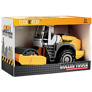 Click N’ Play Friction Powered Jumbo Steamroller Truck Construction Sandbox Car Toy Vehicle | Toys For Kids, Toddler, Boy, and Girl 3-5 Year Old | Trucks Work On Sand and Playground | Great Gift