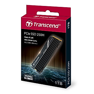 Transcend TS1TMTE250H 1TB M.2 PCIe Gen4x4 2280 NVMe Internal Gaming SSD Solid State Drive with Aluminum Heatsink and Speeds up to 7,200MB/s, Compatible with Sony PlayStation 5