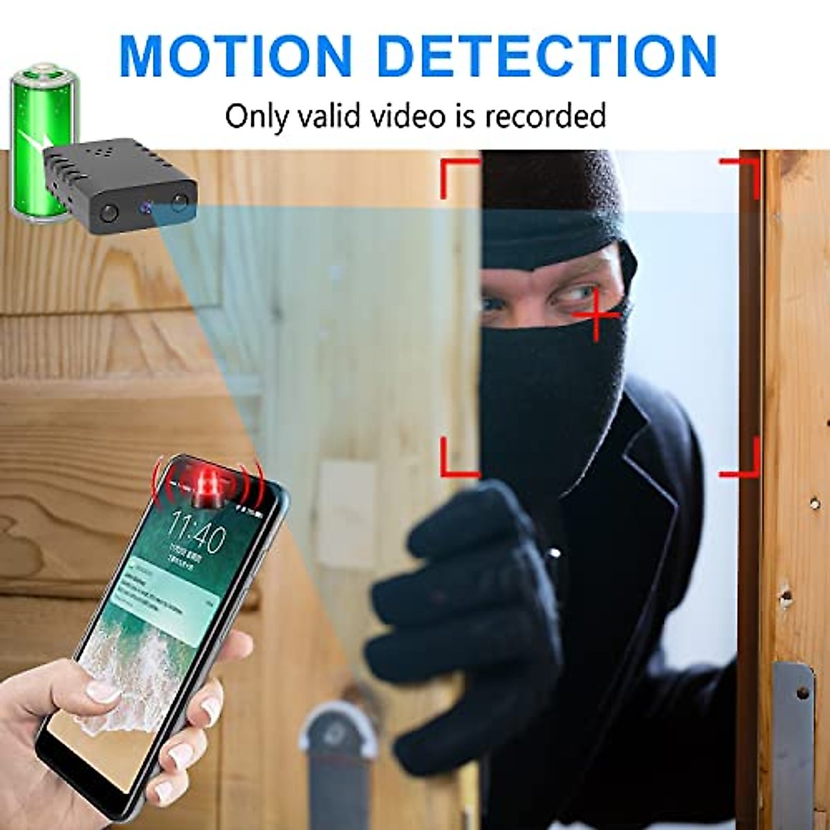 【Free 64G】Smallest Wireless Wifi Camera With Battery,HD1080P Spy Camera Detector,Portable Vdeo Camera,Baby Monitor with Night Vision,Motion Detection,Cloud Storage for Security with iOS AndroidAPP