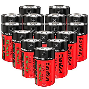 Arlo Batteries Rechargeable, 16-Pack 800mAH NiMH 123A Batteries Rechargeable and CR123A Charger for Arlo VMS3130 VMC3030 VMK3200 VMS3330 3430 3530 Cameras, Alarm System, Flashlight