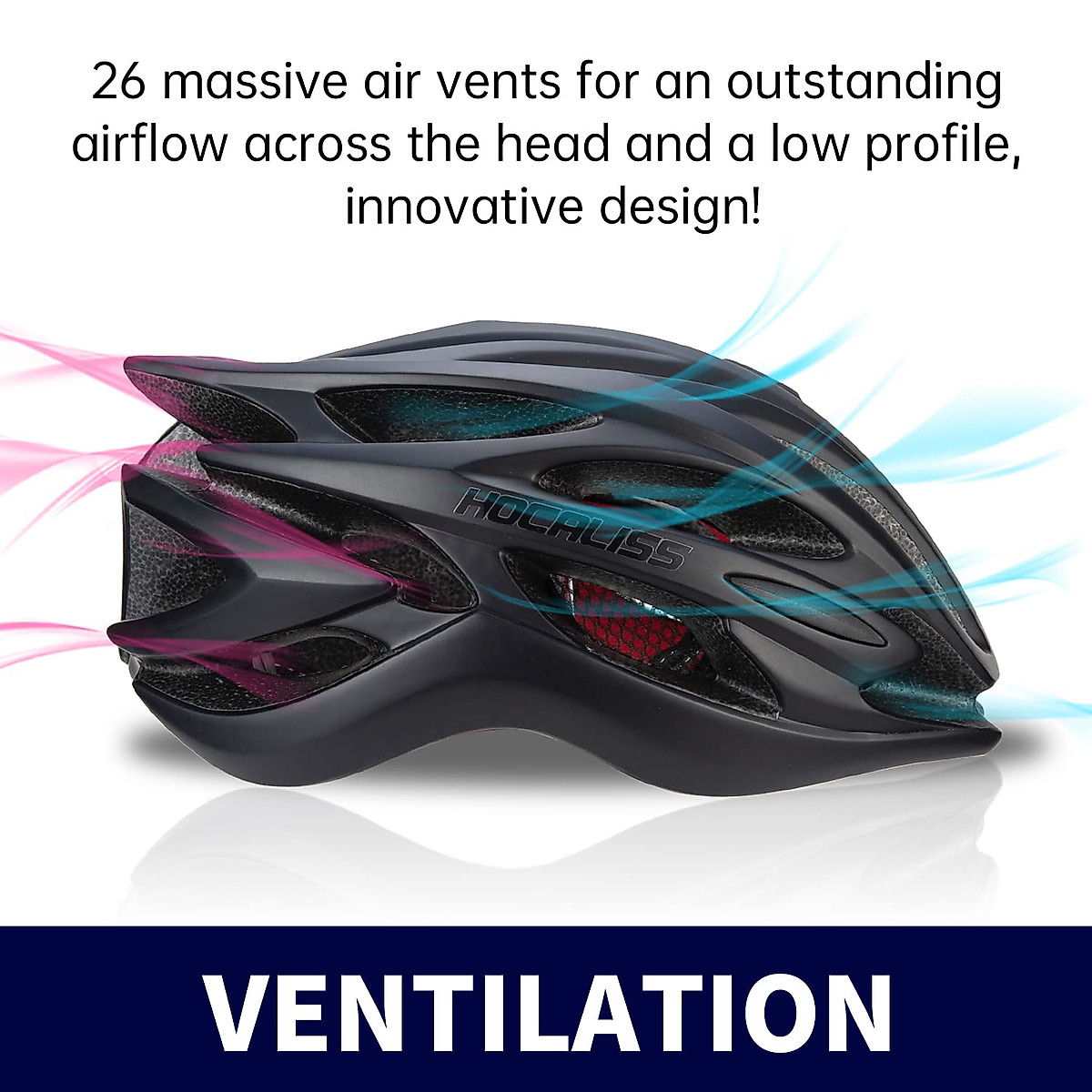 HOCALISS Adult Bike Helmet, Road Bicycle Helmet with LED Rear Light for Adult Men Women Skateboard Skating Roller Skates Cycling Sport