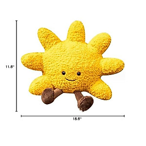 OUKEYI Soft Sun Plush Toy,Cute Smile Yellow Funny Sun Stuffed Animals Pillow,Sun Shape Chair Cushion Sofa Cushion Pillow(11.8“x18.8/30cmx48cm)