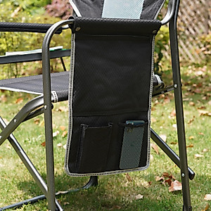 LET'S CAMP Oversized Folding Director Chair Outdoor Camping Chair with Side Table and Pocket for Picnic, Hiking, Fishing, Heavy Duty Supports 300 LBS