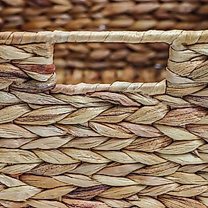 Large Foldable Rectangle Woven Wicker Basket Bins for Storage by Trademark Innovations (Set of 4)