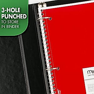 Mead Spiral Notebook, 1-Subject, Graph Ruled Paper, 7-1/2" x 10-1/2", 100 Sheets, Color Will Vary (05676)