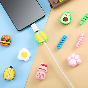 Frienda 30 Pcs Cute Cable Protector Cable Saver Animal Charging Cord Protector Cute Charging Protectors Cable Chewers Phone Protect Accessory for Cellphone Data Lines