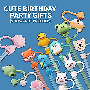 12Pcs Animals Straw Tips Cover,Reusable Frog Straw Covers Cap,Dust Proof Drinking Straw Tips Lids for 6-8mm,Cartoon Cute Straw Cap Lids Cap,Portable Straw Caps Decoration(12PCS Animal Style)
