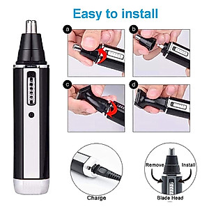 xuemml HHWKSJ Nose and Ear Hair Trimmer, Professional Painless Nose Hair Remover for Men and Women, Waterproof Stainless Steel Head, Dual Edge Blades, Mute Motor, Cleaning Brush