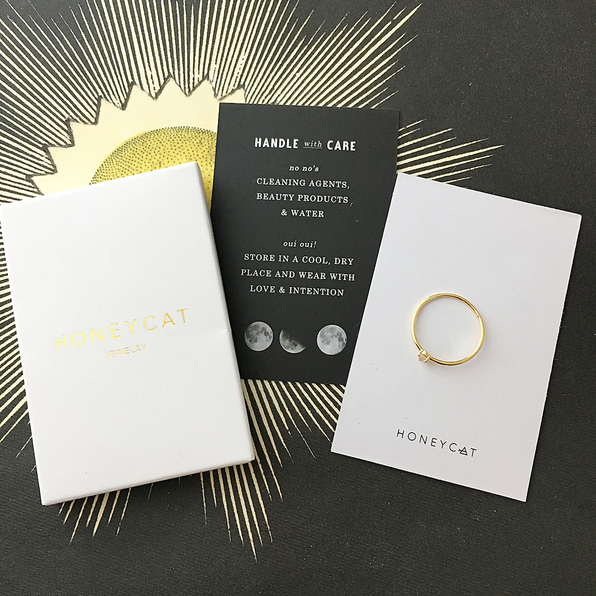 Honeycat Rose Quartz Crystal Point Ring in 18k Gold Plate | Minimalist, Delicate Jewelry (Gold 5)