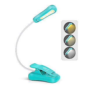 Vekkia/LuminoLite Rechargeable Book Light, 3 Colortemperature × 3 Brightness, Reading Lights for Reading in Bed, Up to 70 Hours Lighting, Great for Readers, Travel (Turquoise)