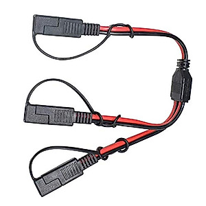 Apoi SAE Y Splitter Cable SAE Connector SAE DC Power Automotive Adapter Cable Y Splitter 1 to 2 SAE Extension Cable with Dust Cover 14AWG 12inch/30cm