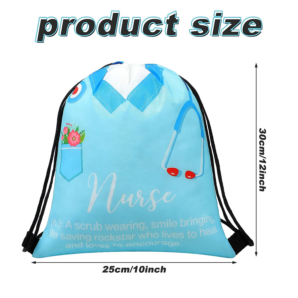 Paterr 24 Pcs Nurse Appreciation Week Nurse Gift Drawstring Backpack Nurse Day Thank You Lightweight Shoulder Bags Nurse Appreciation Nurse Gift Bag for Men Women Healthcare Workers School Party Gift