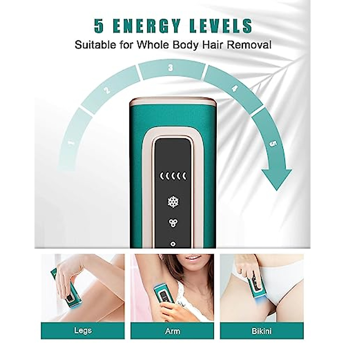 Laser Hair Removal with Cooling System, Permanent Hair Removal Device for Women and Men, Painless At-Home IPL Hair Removal for Facial Legs Arms Bikini Line Whole Body