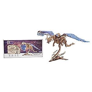 UGEARS Windstorm Dragon 3D Puzzle - Self-Assembly 3D Wooden Puzzles for Adults and Kids - Realistic 3D Dragon Puzzle Wood Model Kit with Rubber Band Motor - Laser-Cut Wooden Puzzle Mechanical Toy