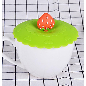 AKOAK 4 Pcs Lovely Fruit Lace Pattern Silicone Cup Lid, Creative Sealing Leakproof Glass Cup Lid Coffee Cup Suction Lid