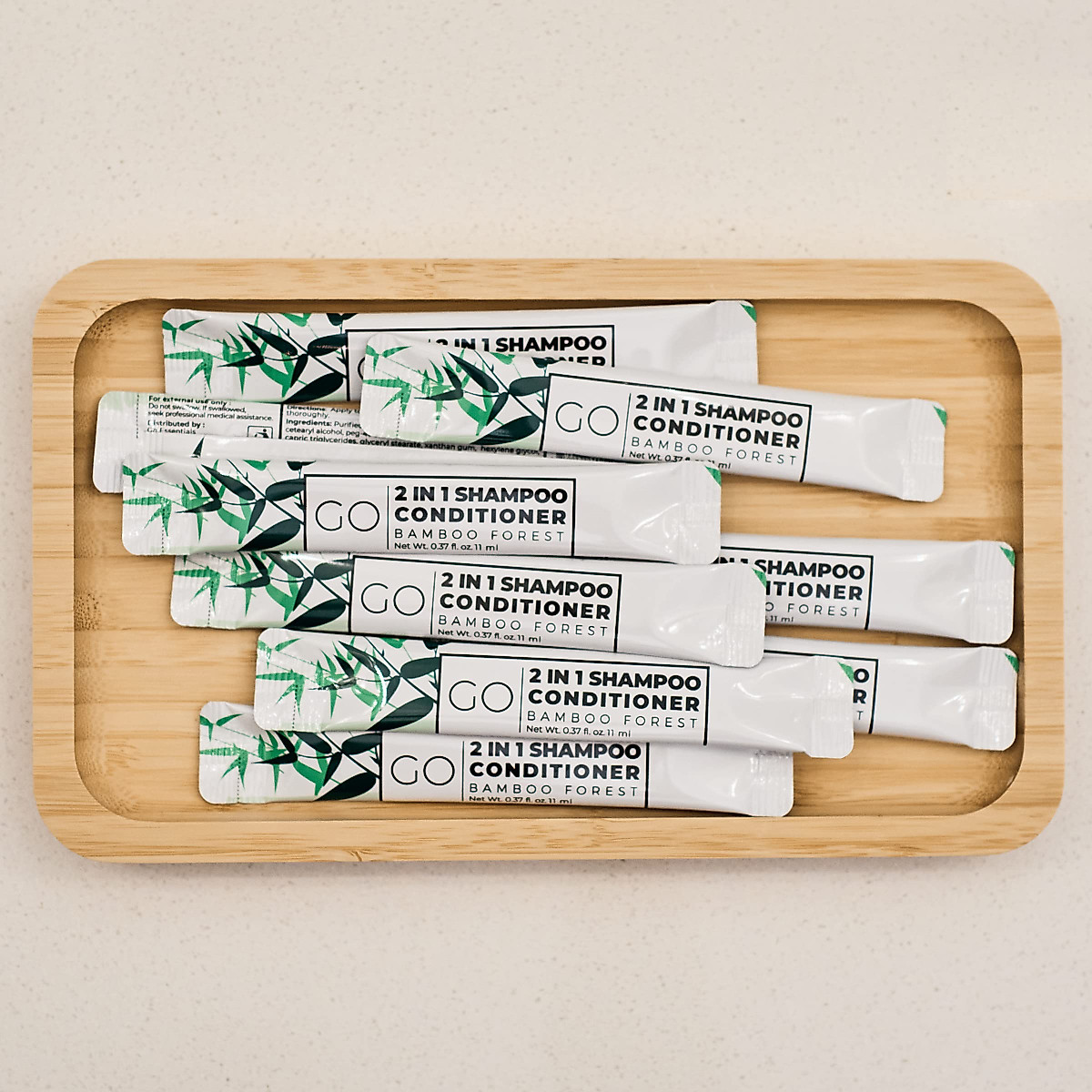 Go Essentials Travel 2 in 1 Shampoo/Conditioner 20 Unit Box Variety Pack (5 of each - shampoo/conditioner, lotion, mouthwash and body wash)