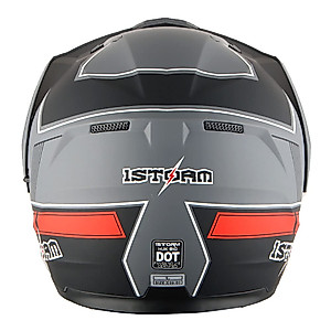 1Storm New Motorcycle Modular Flip up Full Face Helmet Dual Visor: HJK910 DSPORT Race Red