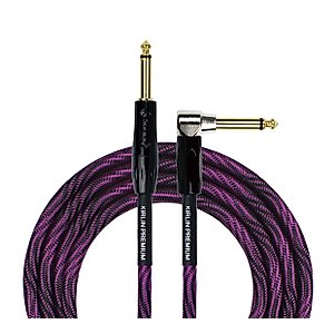 KIRLIN Cable IWB Instrument Cable, 1/4-Inch Right Angle to Straight, Black Purple Wave, 10FT (IWB-202 BFGL-10/WBP)