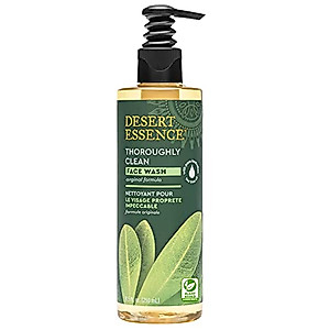 Desert Essence Thoroughly Clean Face Wash - Original - 8.5 Fl Ounce - Tea Tree Oil - For Soft Radiant Skin - Gentle Cleanser - Extracts Of Goldenseal, Awapuhi, & Chamomile Essential Oils