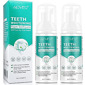 2 Pcs Foam Toothpaste, Ultra-fine Mousse Foam Deeply Cleaning Gums, Whitens Teeth & Deeply Gums Care & Easy to Use, 360ºCare for Oral Health, 60ml*2 (Mint, 2pcs)