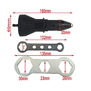 Cordless Drill Electric Rivet Gun Adapter Kit Rivet Nut Drill Adaptor Riveting Tool Insert Nut Hand Tool Power Machine Accessories (Blue)