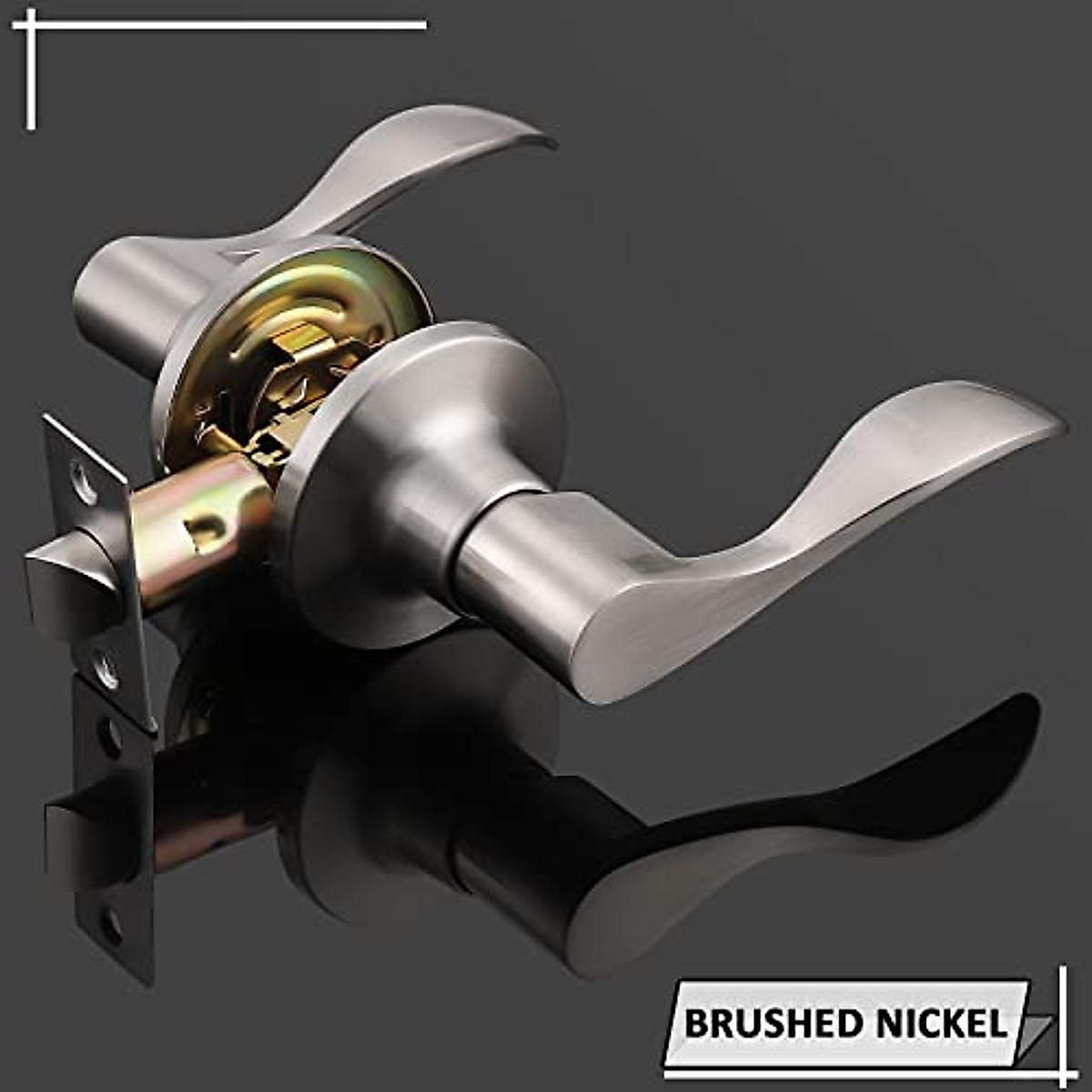 GOBEKOR 6 Pack Passage Lever Door Handle Brushed Nickel Wave Door Levers Interior Door Handles for Closet Keyless Indoor Door Locks