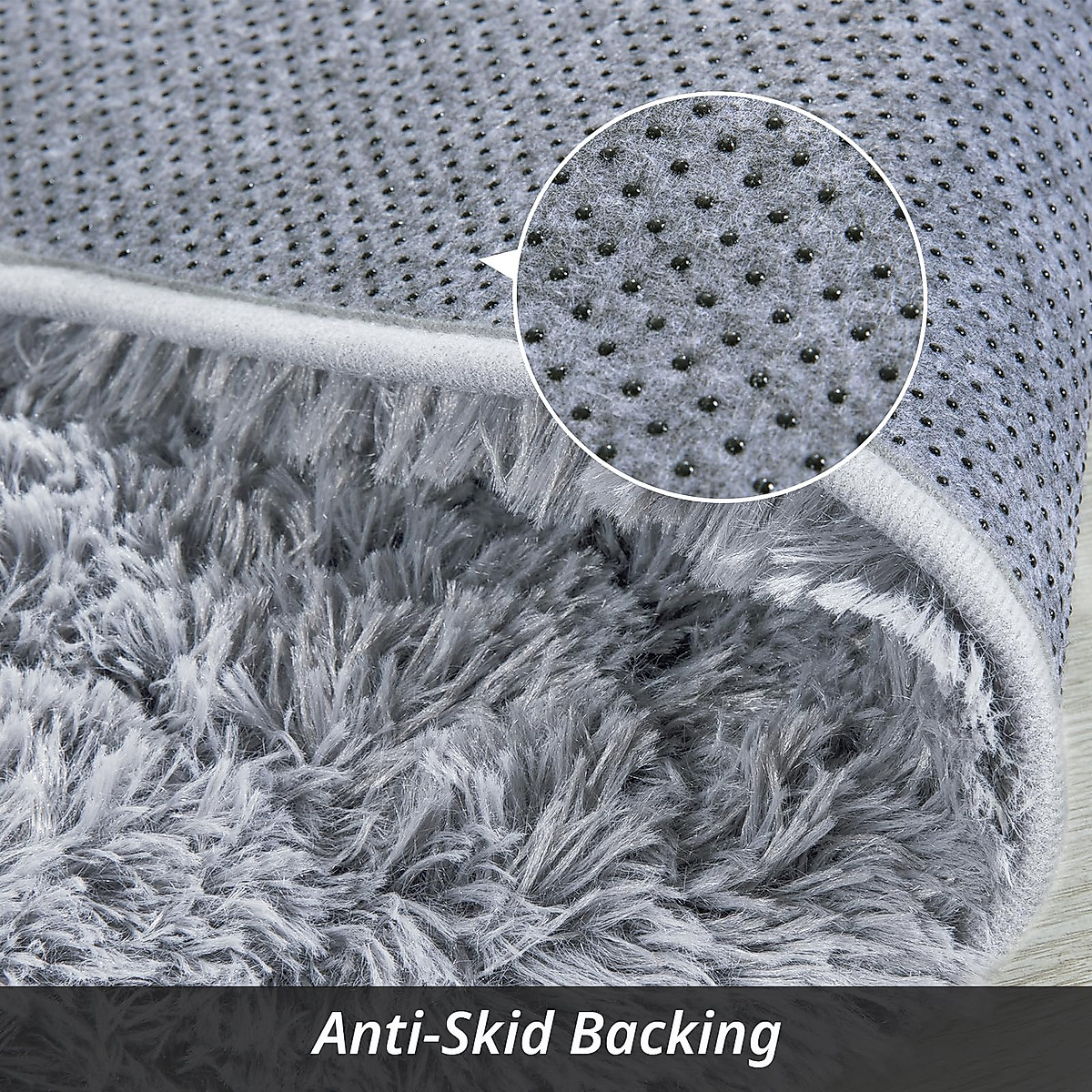 HOMBYS Shaggy Area Rug 8x10 Feet, Ultra Soft Large Plush Faux Fur Carpet, Non-Skid Bedroom Living Room Rug for Kids Playroom Home Decor, Light Grey