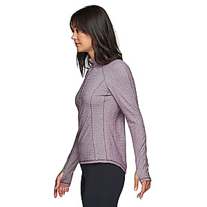 Avalanche Women's Long Sleeve Lightweight Partial 1/4 Zip Running Top Stripe Berry L