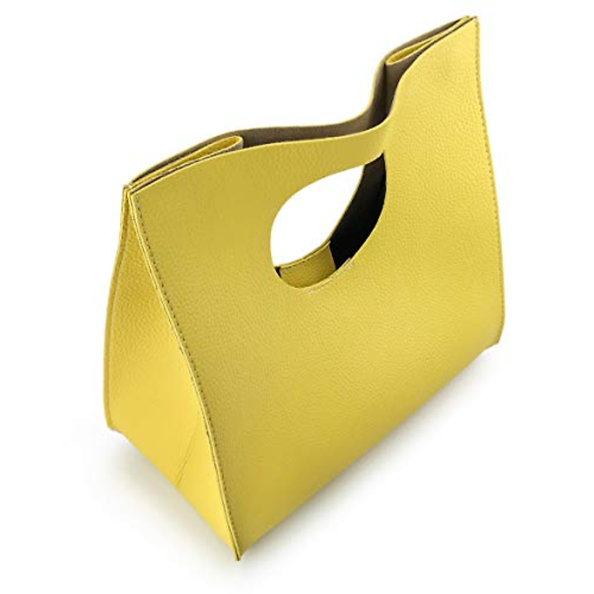 HOXIS Vintage Minimalist Style Soft Pu Leather Handbag Clutch Small Tote (Yellow)