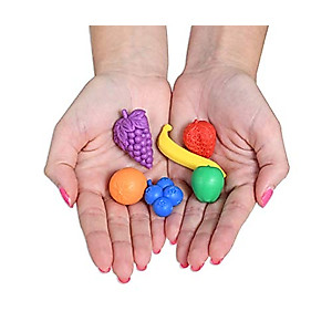 Edx Education Fruit Counters - Set of 108 - Early Math Manipulative for Kids - Teach Beginner Addition and Subtraction - Build Counting, Sorting and Language Skills