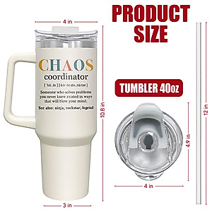 TEEZWONDER Funny Coworker Boss Gifts for Women - Insulated 40 Oz Tumbler With Handle - Mothers Day Birthday Appreciation Thank You Gifts for Women Coworkers Friends