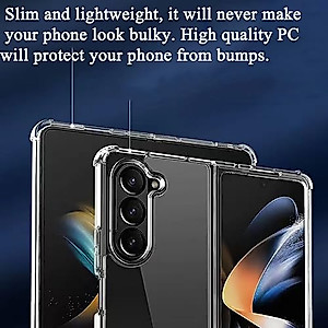 UEEBAI Clear Case for Samsung Galaxy Z Fold 5 5G, Lightweight Foldable Slim Case Shock Absorption [Anti-Yellow] Cover Perfectly Fit Protective Phone Case Reinforced Corners Case for Women and Men