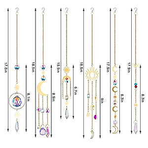 Sun Catchers Indoor Window, 6Pieces Crystal Suncatcher Hanging Crystals for Windows, Light Catcher Window Crystals Ball Prism Rainbow Maker Pendants for Garden Christmas Wedding Party Decoration