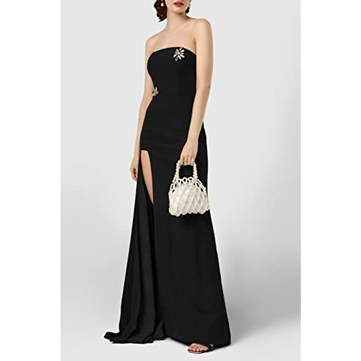 BABEYOND Women Pearl Clutch Purse - Bucket Beaded Bridal Evening Bag Formal Reticulated Bag with Inner Bag for Party Wedding