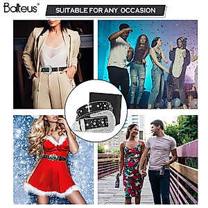 Women Men Rhinestone Belt,Fashion Western Cowgirl Cowboy Bling Studded Cross Leather Belt Diamond Belt for Jeans Dress,Black,S,