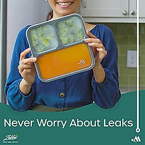 Modetro Sports Flat Bento Box Adult Lunch Box Leak Proof Microwavable Easy to Clean Insulated Lunch Bag Slim Meal Containers for Food Salad Portion Control