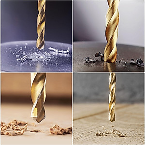 uxcell High Speed Steel Straight Shank Twist Drill Bit Fully Ground Titanium Coated 2.5mm Drill Diameter 57mm Total Length 25mm Drill Bit Length 6 Pcs