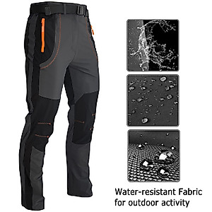 Kuseeker Mens Stretch Work Hiking Pants Quick Dry Lightweight Waterproof Outdoor Travel Climbing Fishing Pants Gray 38