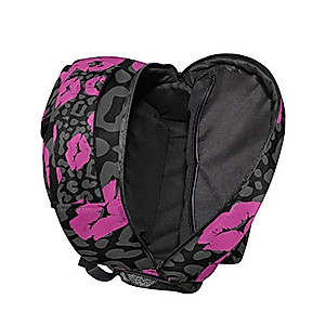 AUUXVA Backpack Lipstick Kiss Leopard Print School Shoulder Bag Large Waterproof Durable Bookbag Laptop Daypack for Students Teens Girls Boys Elementary