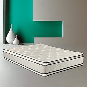 Greaton 1-inch Pillow Top Medium Firm Foam Mattress with 357 Coil Count, Premium Double Sided Mattresses with 12-inch Height, Fully Assembled Bedding, White, Full XL