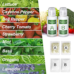 Hydroponic Plant Food (600ml in Total), A&B Indoor Plant Food for Hydroponics System and Potted Houseplants, Seed Pods kit Plant Food Hydroponic Nutrients for Growing Vegetables Fruits Flowers Herbs
