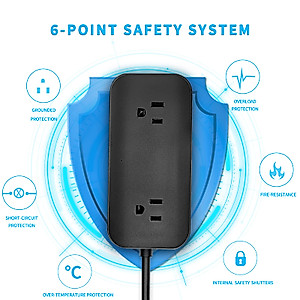 YIFENG Small Flat Plug Power Strip with USB Ports, Portable 2 Outlet Plug Strip with 5 Feet Extension Cord, Mini Desktop Charging Station Hub for Dorm Room Cruise Travel Essentials