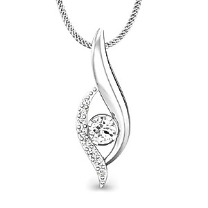 ERAA Jewel 1 CT Round Colorless Moissanite Engagement Pendant, Wedding Bridal Pendant, Eternity Sterling Silver Solid Diamond Solitaire -Prong Anniversary Promise Gift for Her