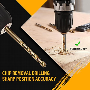 ROGAPER 13 PCS Titanium Coated Hex Shank Drill Bit Set, HSS Twist Drill Bit Sets, Impact Driver Drill Bits for Wood, Steel, Metal, Plastic, Quick Change Design (1/16-1/4)