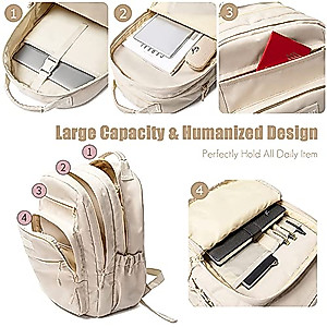 FANDARE Casual Backpack Men Women 15.6 inch Laptop Daypacks School College Bag Rucksack for School Hiking Camping Travel Outdoor Activities Waterproof Polyester Khaki