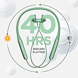 GIZMORE Giz Mn227 Bang Bluetooth Wireless 5.2 in Ear Neckband, Up to 40 Hrs Playtime, Dual Pairing, Touch Controls, Magnetic Smart Buds, Fast Caharge Neckband (Green)