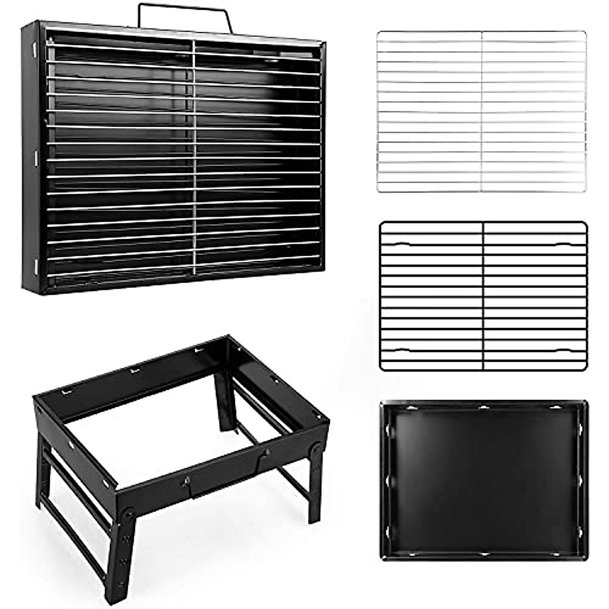 Folding Portable Barbecue Charcoal Grill, Barbecue Desk Tabletop Outdoor Stainless Steel Smoker BBQ for Outdoor Cooking Camping Picnics Beach (M1)